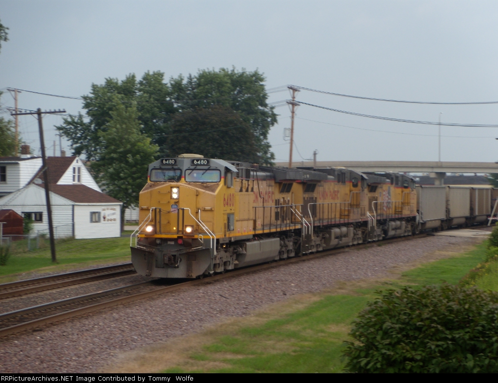 UP 6480 leads a coal train